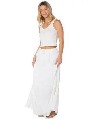 Roxy Tiered Maxi Skirt - Cloud Dancer Solid