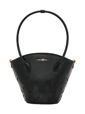 ORANGE CUBE Small Quilted Impressions Wavy Tote Bag - Black