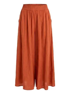 RAFFYA Elasticated Waist Maxi Skirt In Rust - Orange
