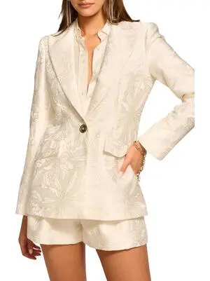 Ramy Brook Alani Floral Jacquard Blazer - Ivory Jacquard