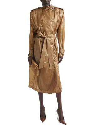 Saint Laurent Double Breasted Trench Coat - Beige