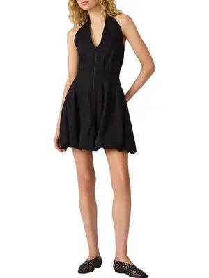 Steve Madden Halter Neck Pleated Minidress - Black