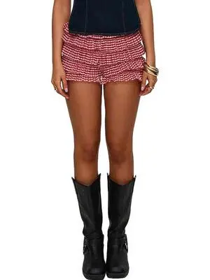 Princess Polly Gingham Ruffle Bloomer Shorts - Red Gingham