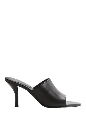 H&m Heeled Leather Sandals Black