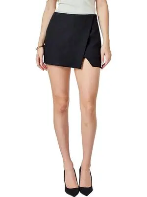Endless Rose Asymmetrical Tweed Mini Skirt - Black