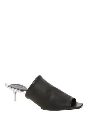 COURREGES Leather Slide Sandal With Transparent Sole - Black