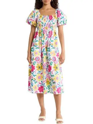 SUGARLIPS SUGARLIPS Floral Smocked Midi Dress