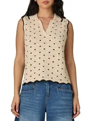 Wit & Wisdom Polka Dot Sweater Tank - Ecru/black