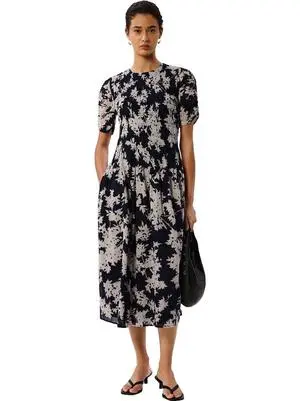WHISTLES Whistles Shadow Floral Avery Midi Dress