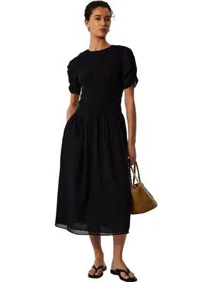 Whistles Avery Smocked Dress - Black
