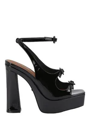 Kurt Geiger Patent Leather Triple Buckle Platform Sandals - Black