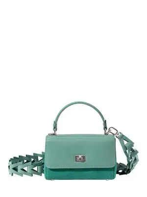 JURGI Lili Suede And Patent Leather Mini Top Handle Bag - Mint