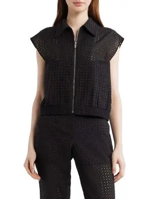 Theory Crop Eyelet Vest - Black