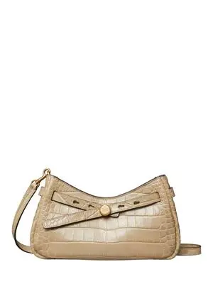 Tory Burch Tory Burch Romy Croc Embossed Leather Crossbody Bag Ginger Leaf