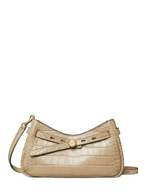 Tory Burch Romy Croc Embossed Leather Crossbody Bag - Ginger Leaf