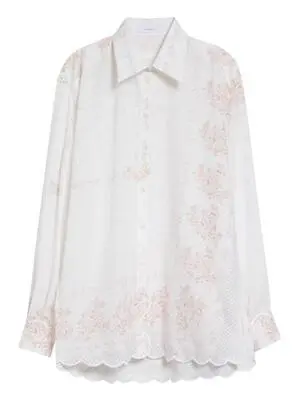 JULIE KEGELS Floral Print Scalloped Button-up Shirt - Flower