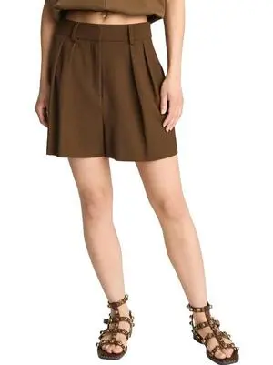KENNETH COLE Pleated Tailored Shorts - Brunette