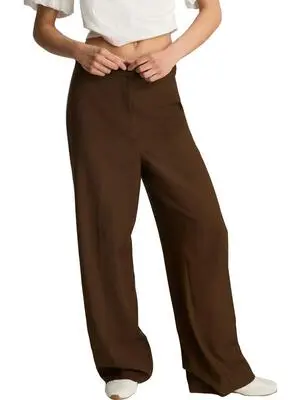 KENNETH COLE Side Stripe Wide Leg Pants - Brunette/pure White