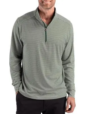 CBUK BY CUTTER & BUCK Forge Epic Confidence Stripe Performance Quarter Zip Pullover - Hunter/white