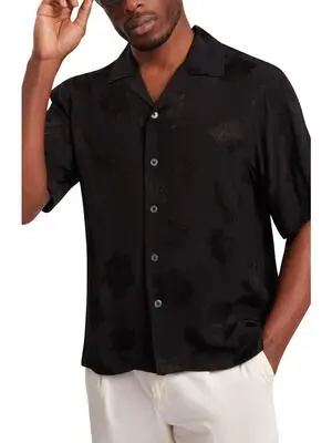 Ted Baker London Thovan Floral Jacquard Camp Shirt - Black