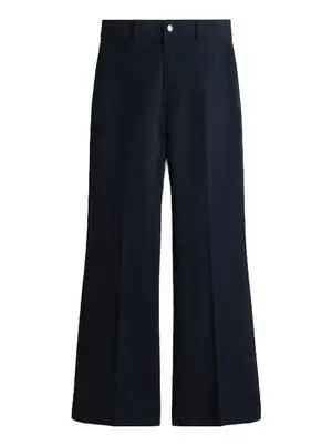 H&m Flared Canvas Trousers - Navy Blue