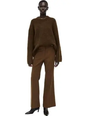 H&m Flared Tailored Trousers - Dark Brown