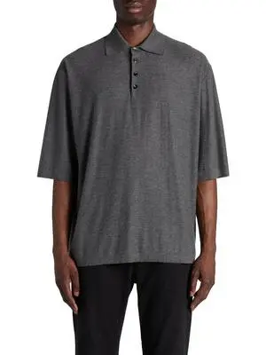 Bottega Veneta Oversize Cashmere Polo Sweater - 1510 Dark Slate Melange