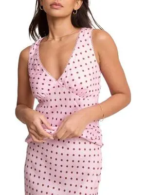 NOBODY'S CHILD Alara V-neck Polka Dot Top - Pink