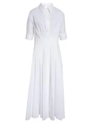 Marni Poplin Midi Shirtdress - 00w01 Lily White