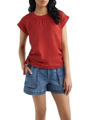 CITY BLUES Mixed Media Drawstring T-shirt - Brick