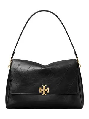 Tory Burch Large Charlie Leather Shoulder Bag - Black