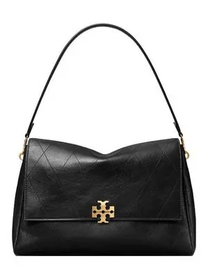 Tory Burch Tory Burch Large Charlie Leather Shoulder Bag Black