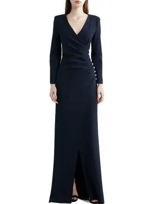 Chiara Boni La Petite Robe Faux Pearl Detail Gown - Dark Midnight