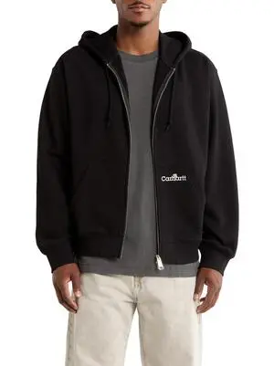 Carhartt Work In Progress Embroidered Logo Zip Hoodie - Black