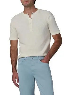 Joe's Jeans Short Sleeve Cotton Blend Henley Egret