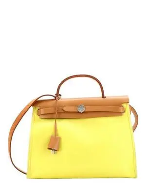 Hermès Herbag Zip Berline Vache Canvas And Leather 31 Yellow