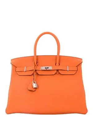 HERMÈS Birkin Handbag Orange Togo With Palladium Hardware 35