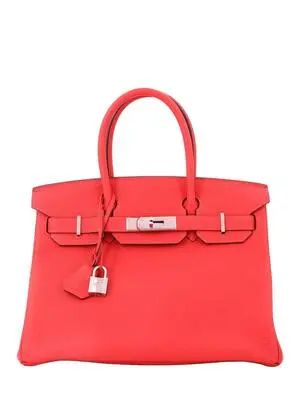 HERMÈS Birkin Handbag Red Togo With Palladium Hardware 30