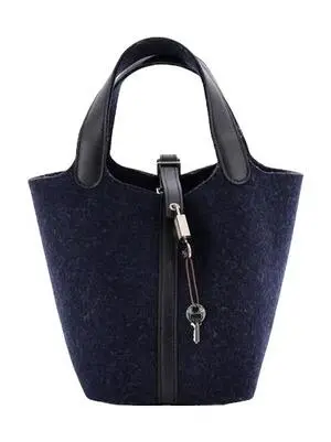 Hermès Picotin Lock Bag Felt With Leather Pm - Blue