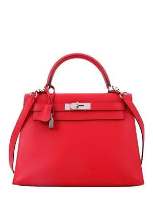 Hermès Kelly Handbag Epsom With Palladium Hardware 28 - Red
