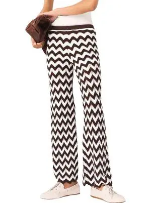 Maje Maje Crochet Zigzag Wide Leg Trousers Brown/white