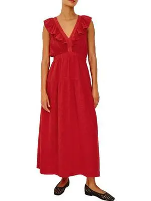 Cos A-Line Linen-Blend Maxi Dress - Red | Editorialist
