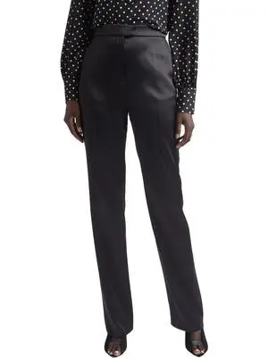 Valentino Garavani Tailored Double Duchessa Stretch Silk Pants - Black
