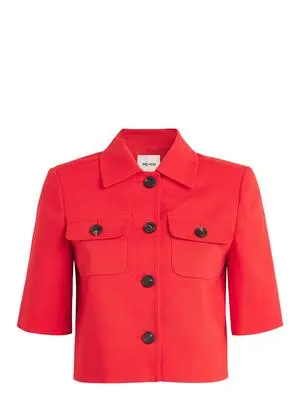 ME+EM Cropped Collared Jacket - Red