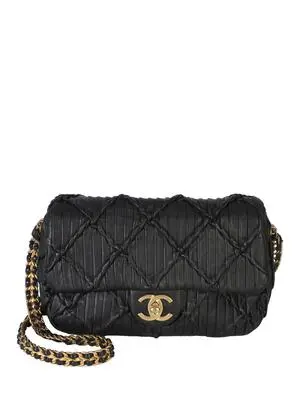 CHANEL Chanel Black Lambskin Pleated Mini Soul Flap Bag With Gold-Tone Hardware