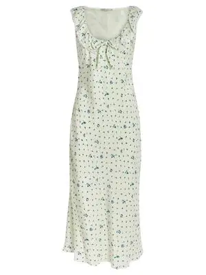 Alessandra Rich Silk Lace-trim Maxi Dress - Blue