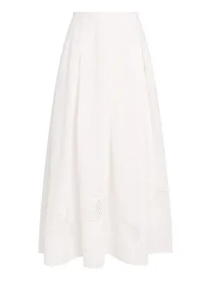 Lafayette 148 New York Organic Linen Broderie Anglaise Maxi Skirt - White