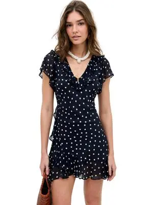 Rixo Tally Layla Dot Regular Dress - Navy