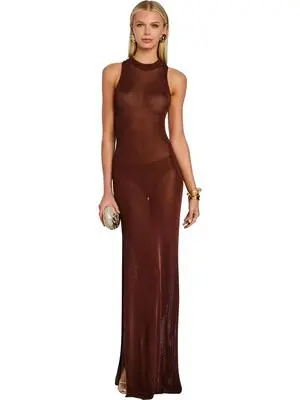 SEROYA Metallic Knit Maxi Dress - Rust