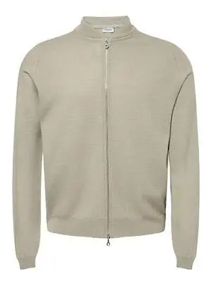 John Smedley Textured Crewneck Wool Cardigan - Thistle Dew